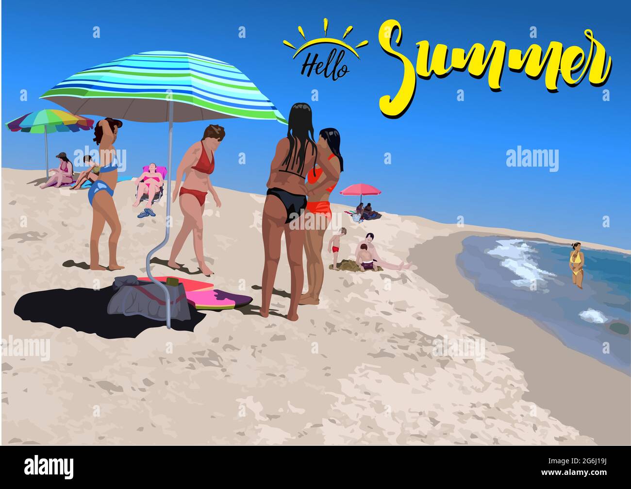 Tourist vacation on sandy Stock Vector Images - Alamy