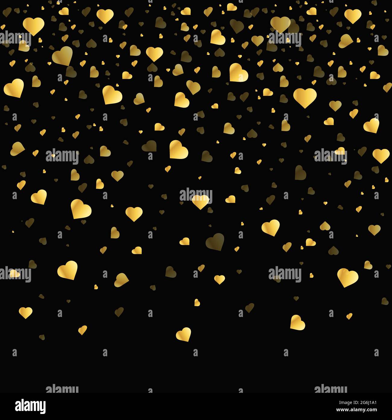 Vector illustration gold pattern of random falling hearts shaped ...