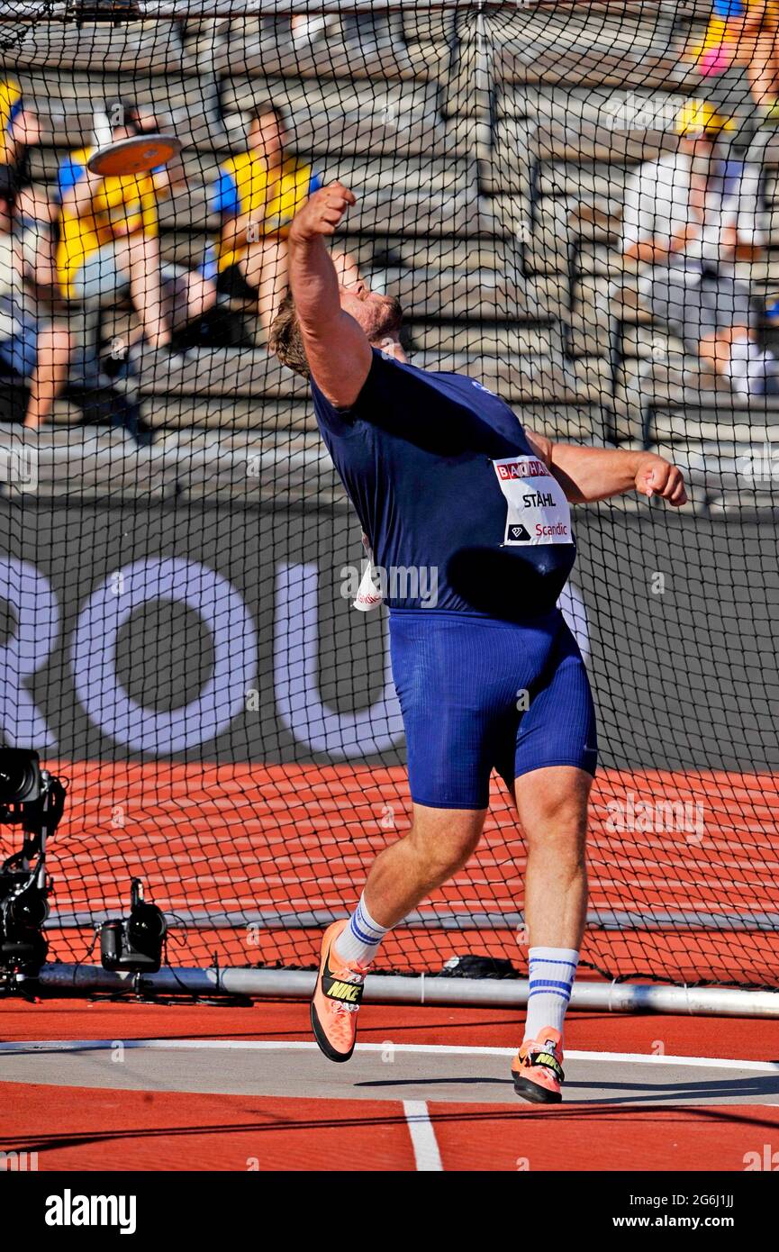 Daniel Stahl (SWE) wins the discus with a throw of 225-2 (68.64m) at ...