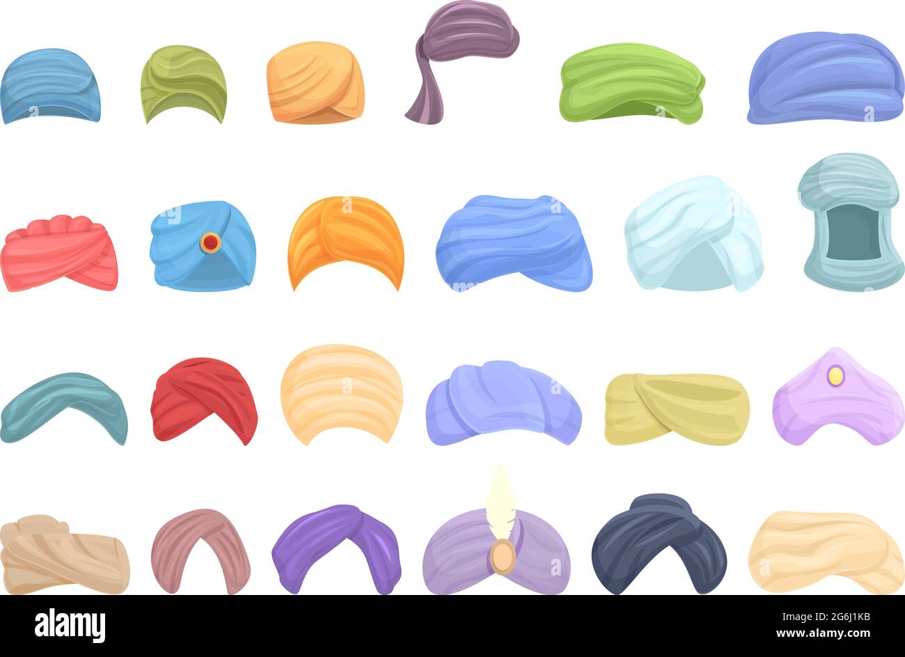 Arabic turban icons set cartoon vector. Arab hat. Oriental accessories ...