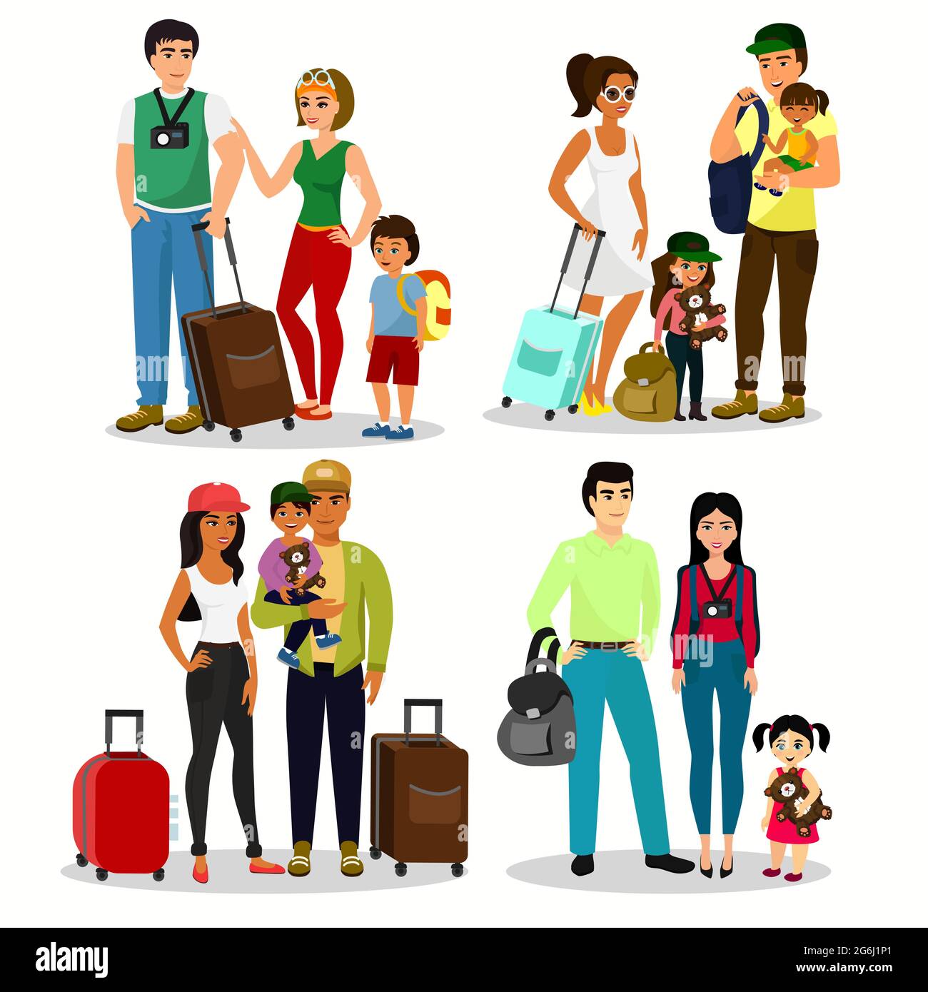 Mom with kids and backpack Stock Vector Images - Alamy