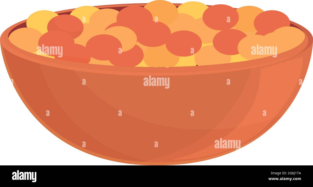 Full lentil bowl icon cartoon vector. Vegetable pile bean. Brown seed ...