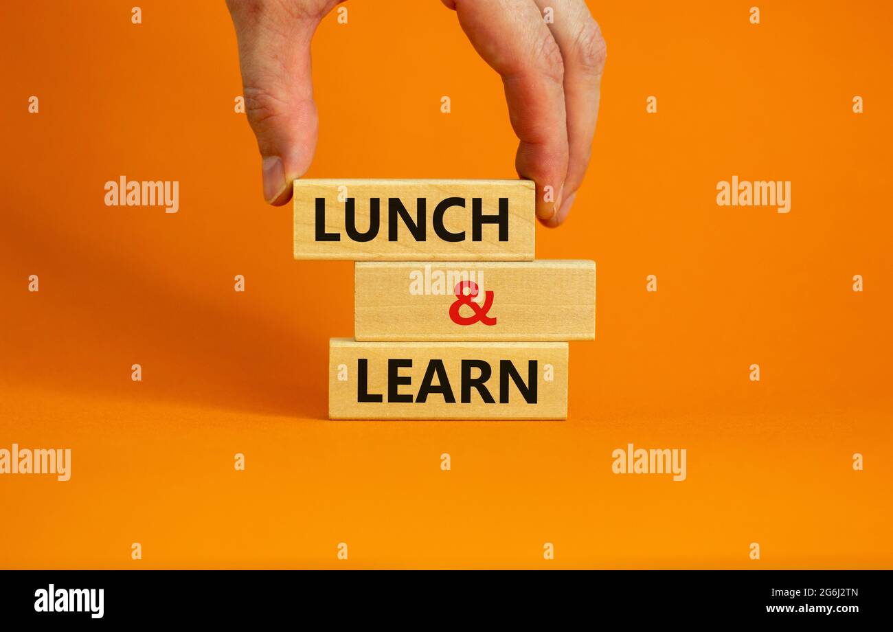 Lunch and learn symbol. Wooden blocks with concept words Lunch and ...