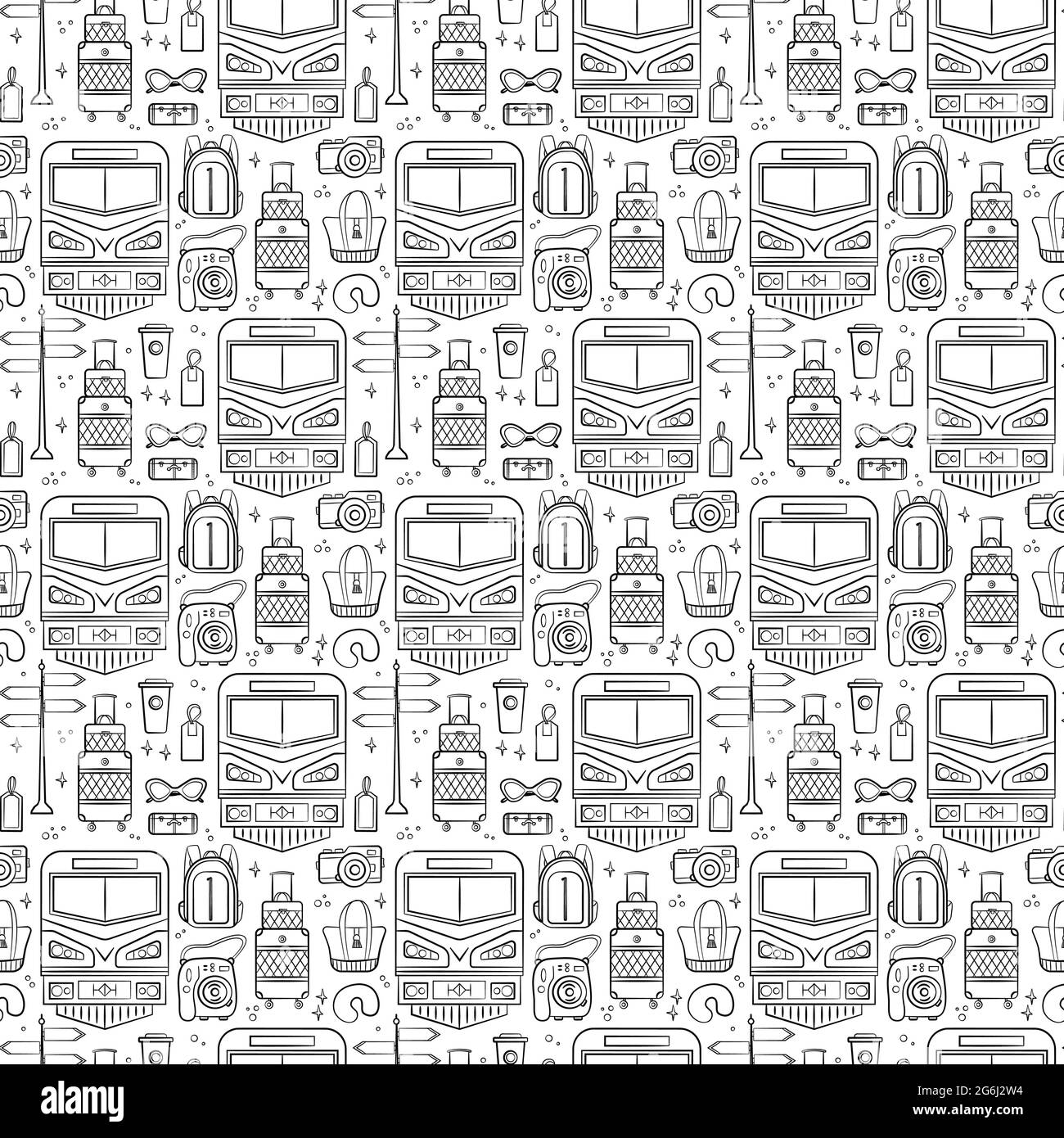Travel and vacation seamless pattern with travel elements. Seamless ...