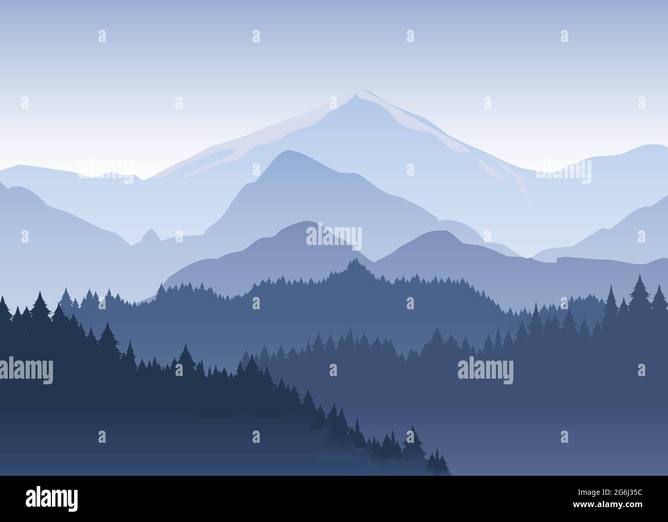 Misty morning on forest Stock Vector Images - Alamy