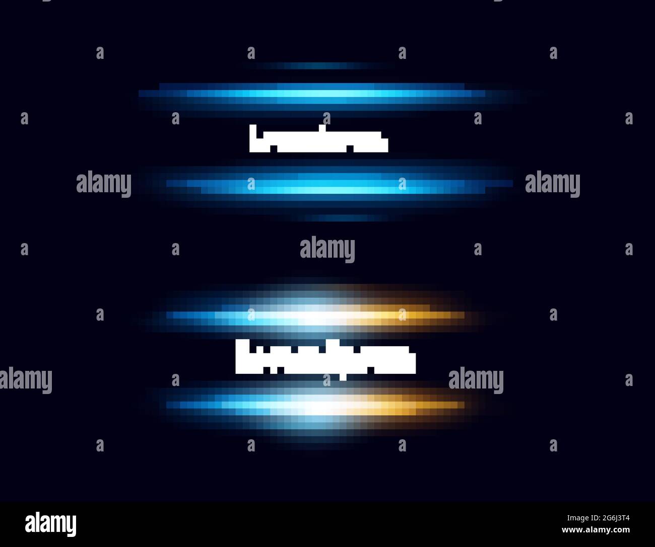 Vector illustration set of realistic blue lens flares on dark ...