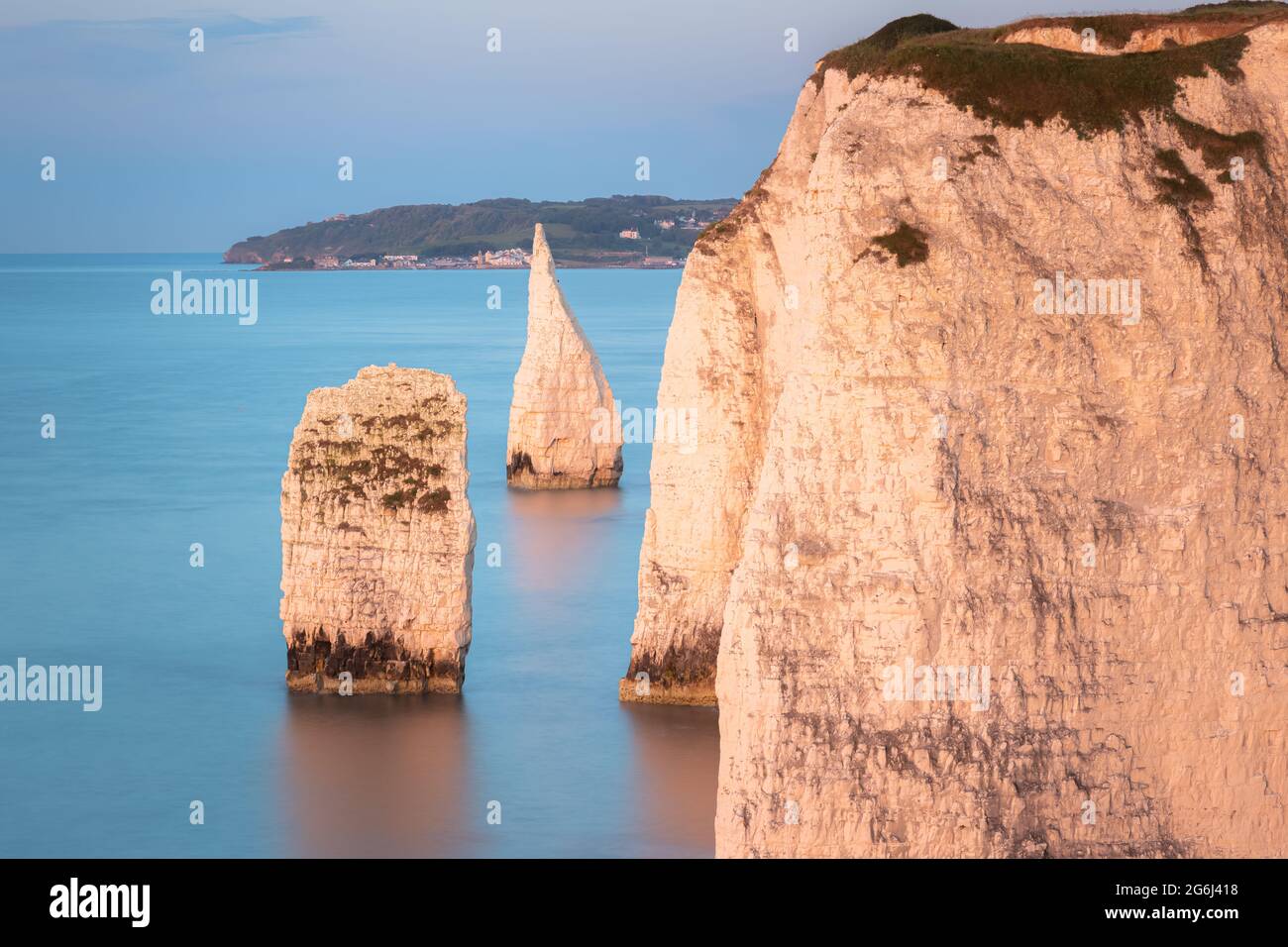 Sunset or sunrise golden hour light over seascape landscape of the ...