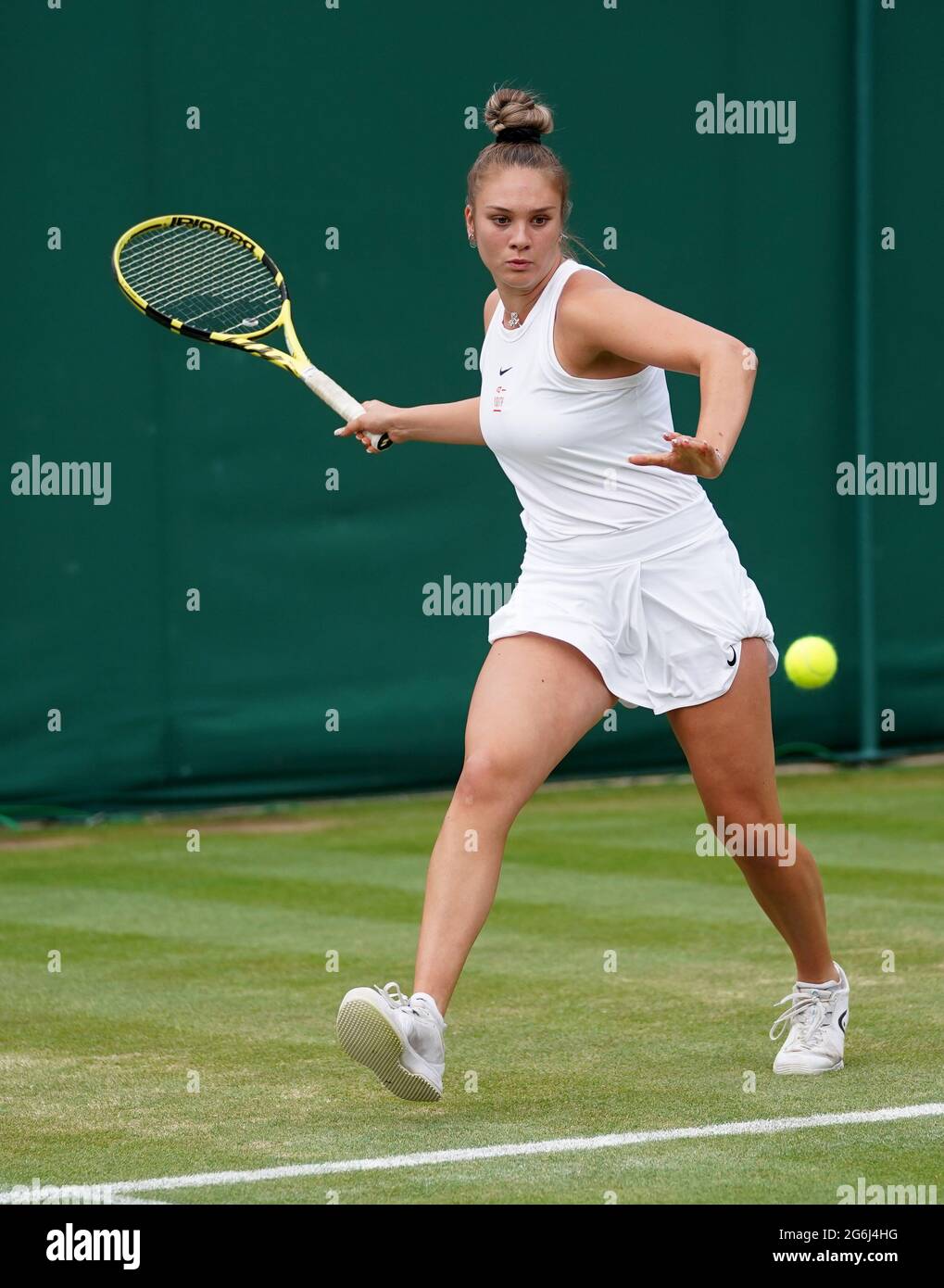 Eva Shaw during her first round girls' singles match against Nikola ...