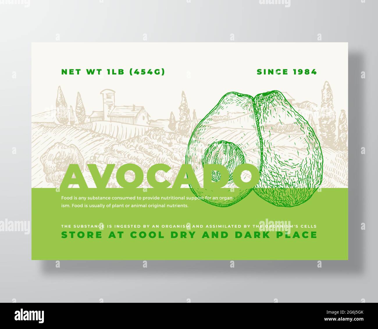 Avocado Label Template. Abstract Vector Packaging Design Layout. Modern ...