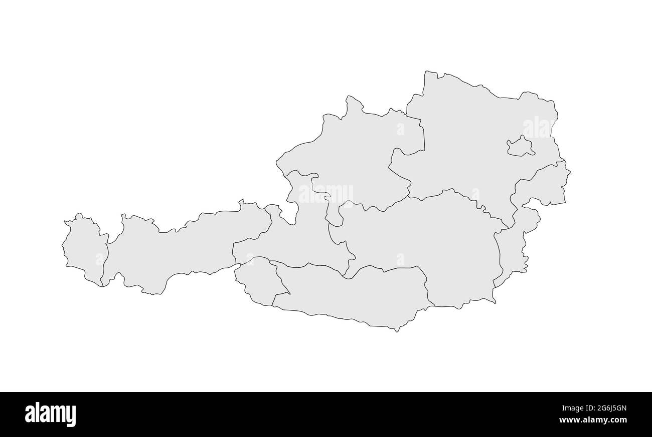Simple map of Austria vector drawing. Mercator projection. Filled and ...