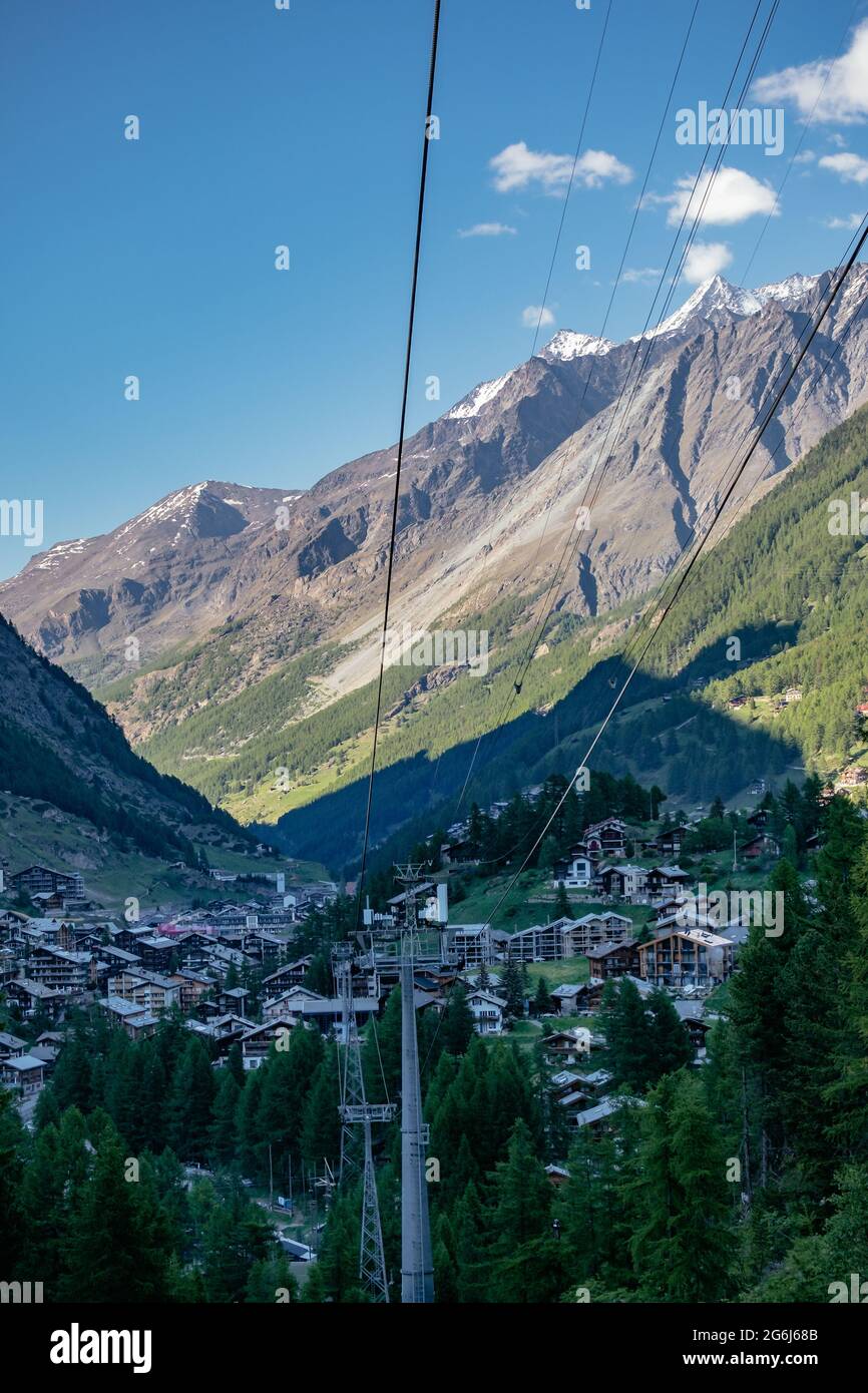 Cable Car Panorama View in the Swiss Alps - Matterhorn, Furi, Zermatt ...
