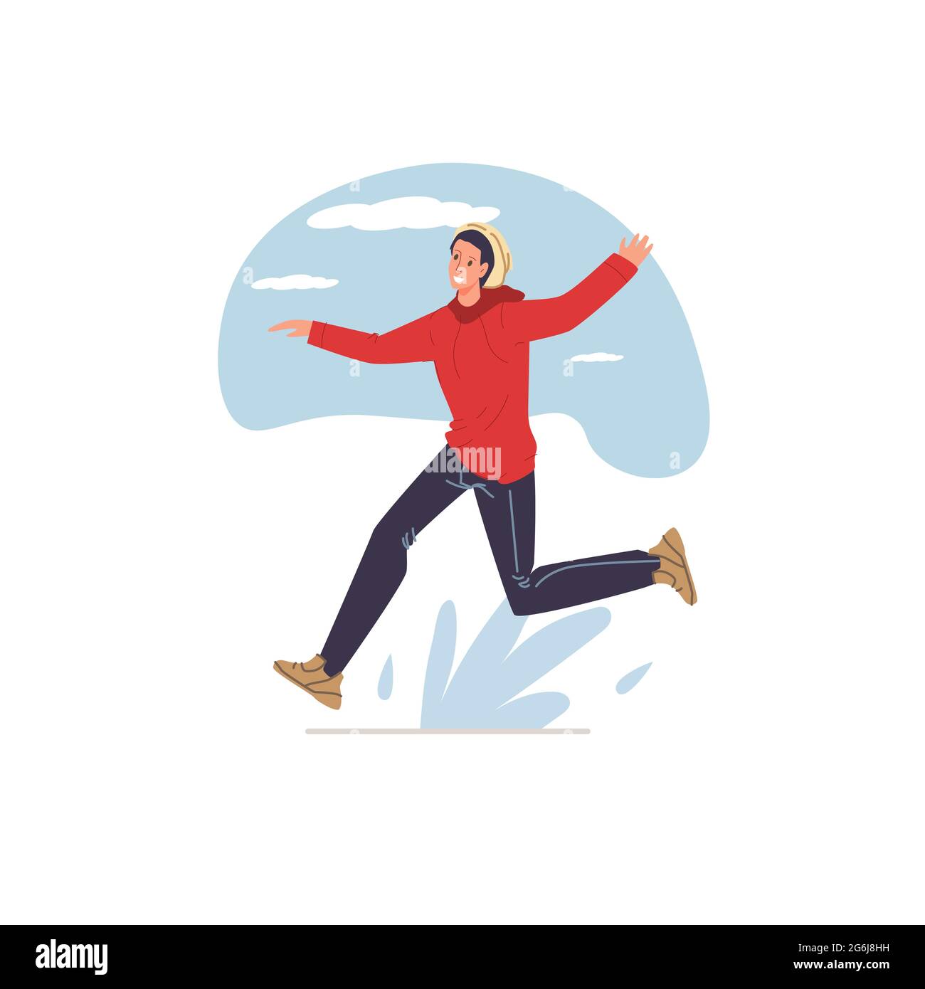 Flat cartoon character in happy mood,vector illustration concept Stock ...