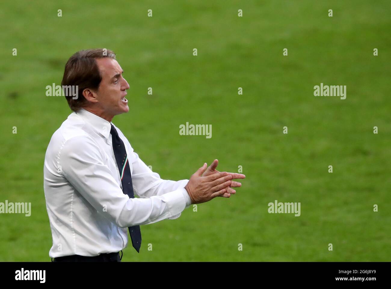 Italy manager Roberto Mancini gestures on the touchline during the UEFA ...