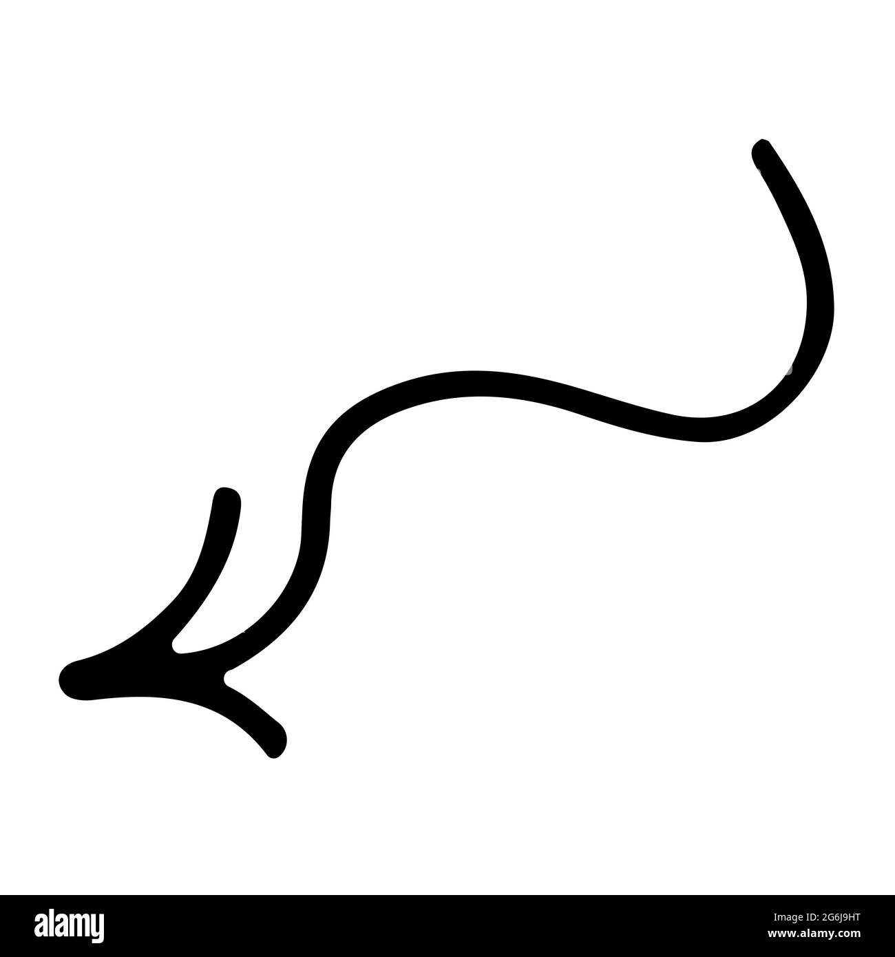 Single wavy arrow. Black hand drawn sign in doodle style isolated on ...