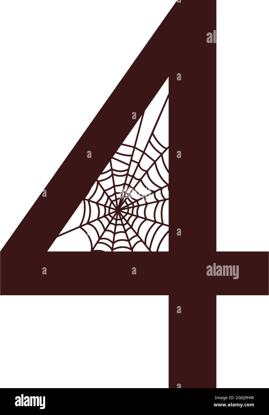 Number 4 with spider web icon design template vector illustration Stock ...