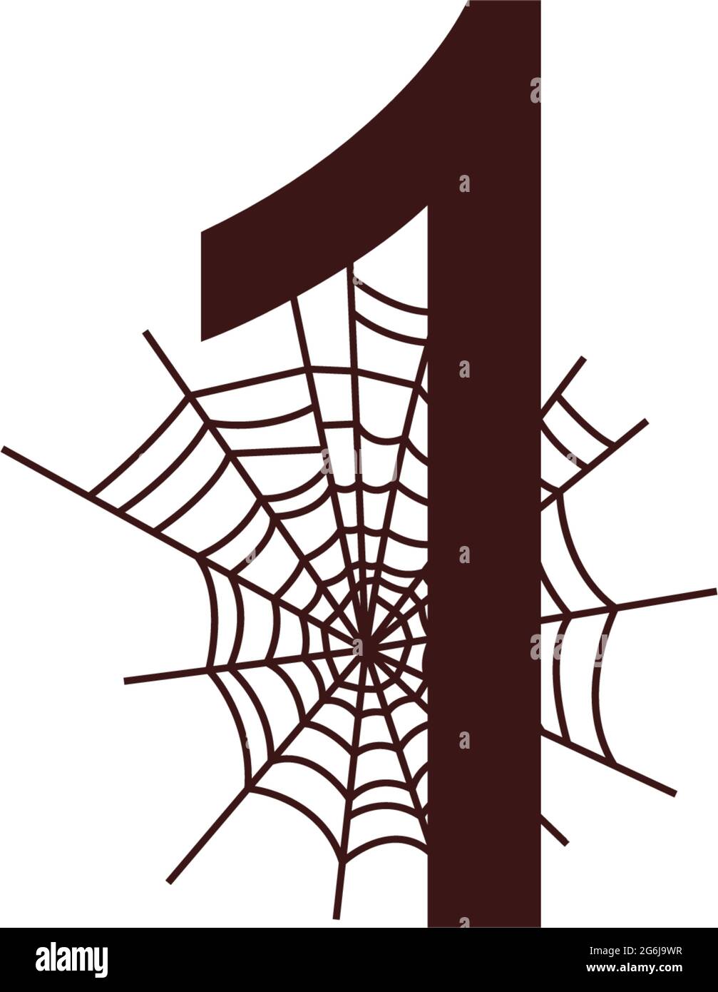 Number 1 with spider web icon design template vector illustration Stock ...