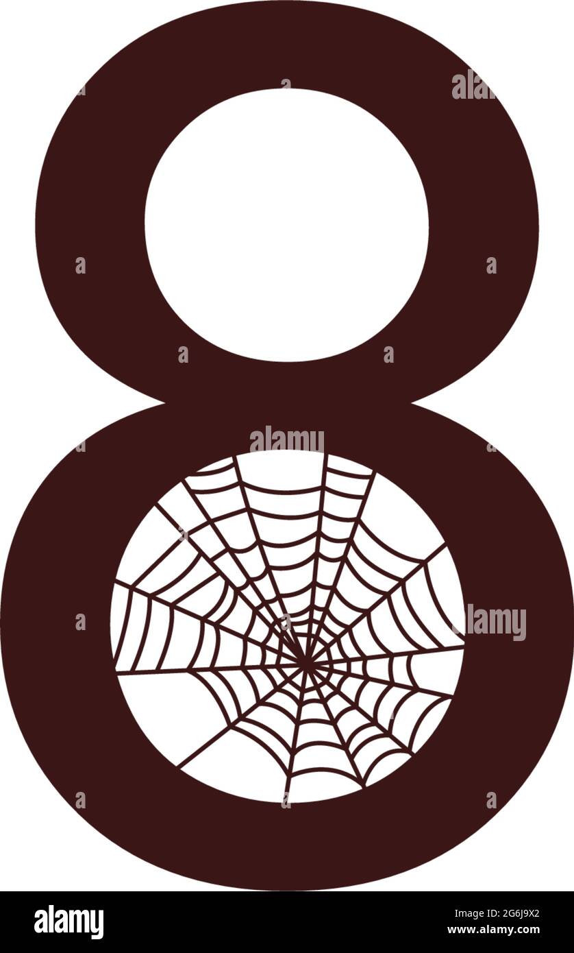 Number 8 with spider web icon design template vector illustration Stock ...