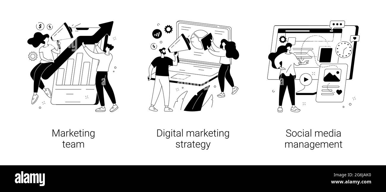 Digital marketing strategy abstract concept vector illustrations Stock ...