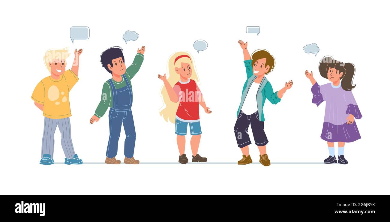 Flat cartoon kid characters set vector illustration concept Stock ...