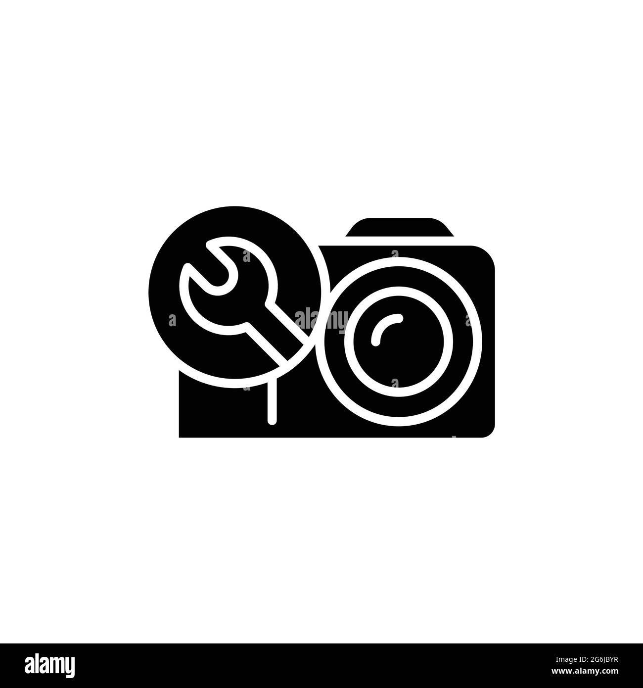 Repair photo camera color line icon. Handyman service. Isolated vector ...