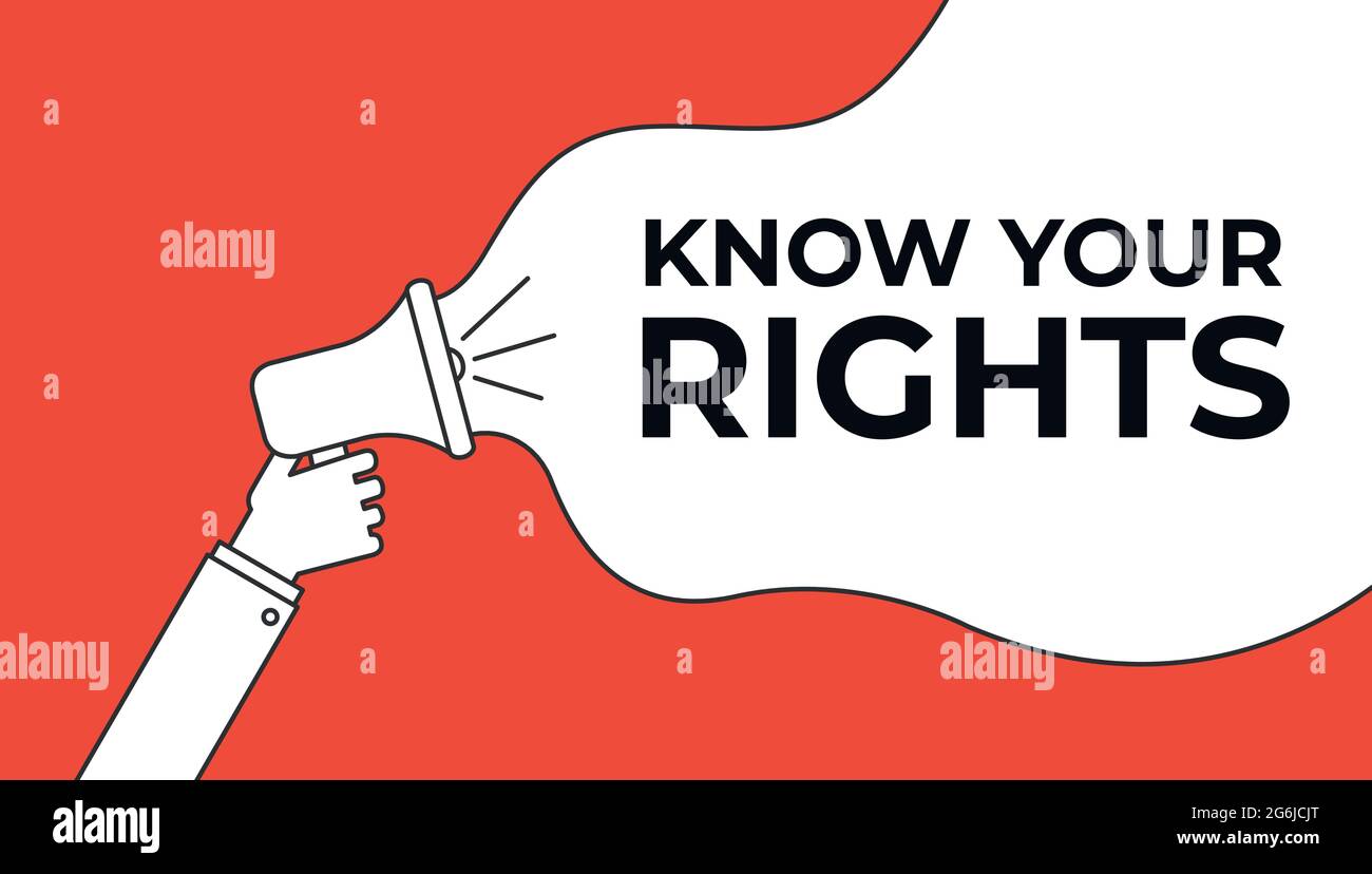 Megaphone Hand, business concept with text Know Your Rights, vector ...