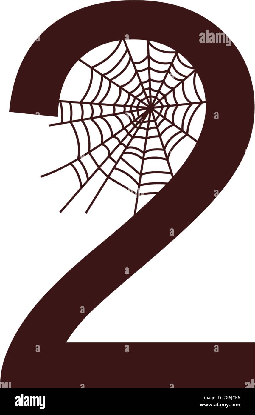 Number 2 with spider web icon design template vector illustration Stock ...