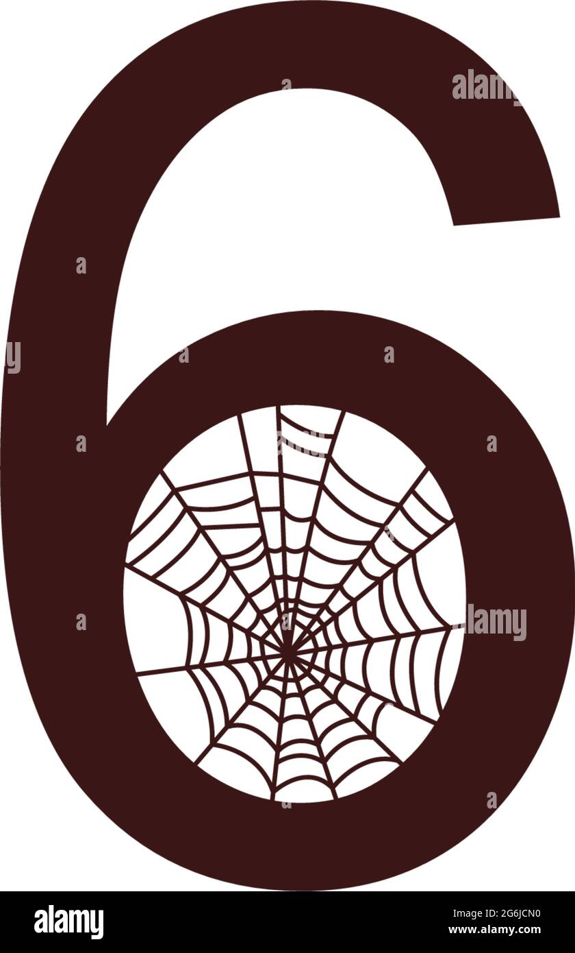 Number 6 with spider web icon design template vector illustration Stock ...