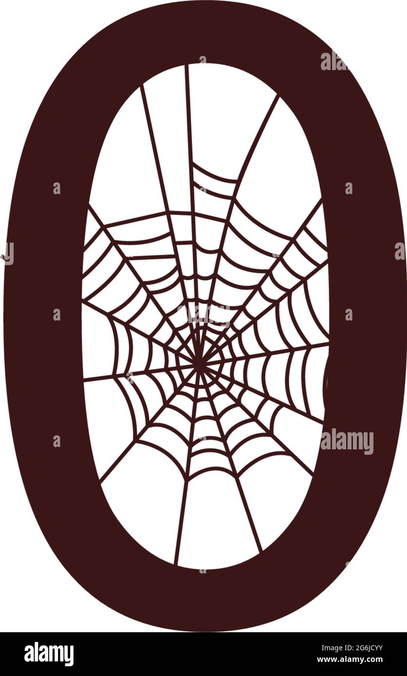 Number zero with spider web icon design template vector illustration ...