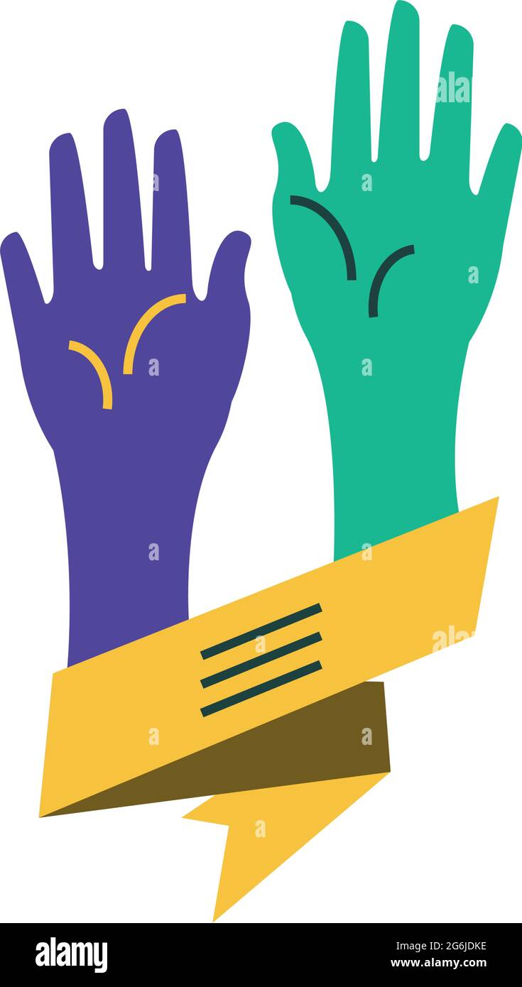 colored raised hands Stock Vector Image & Art - Alamy
