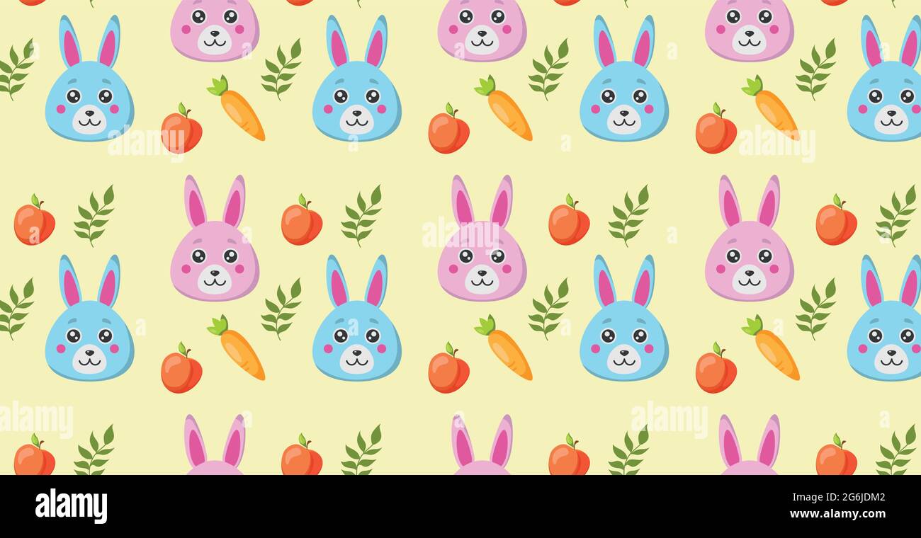 Seamless pattern, holiday elements, Easter bunny - Vector illustration ...