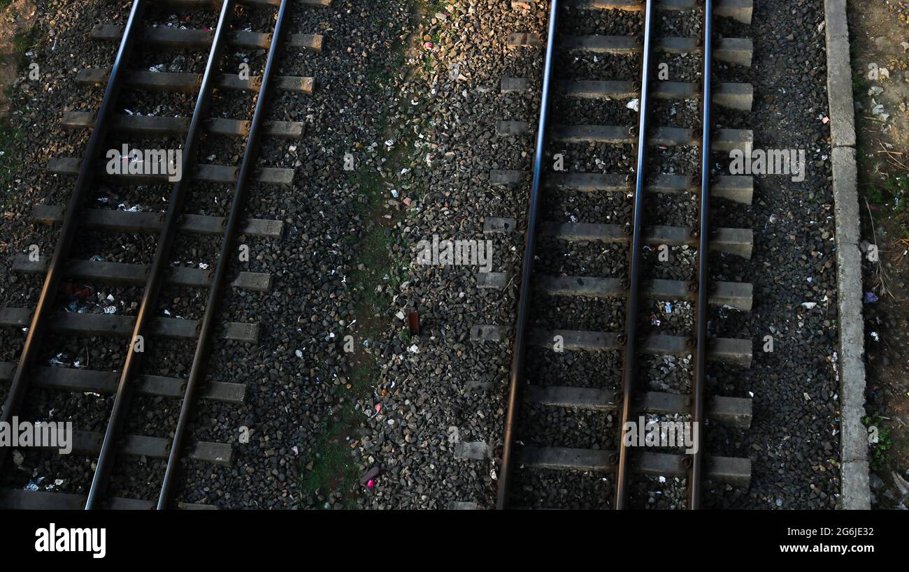 The rail line image has been captured from above Stock Photo - Alamy