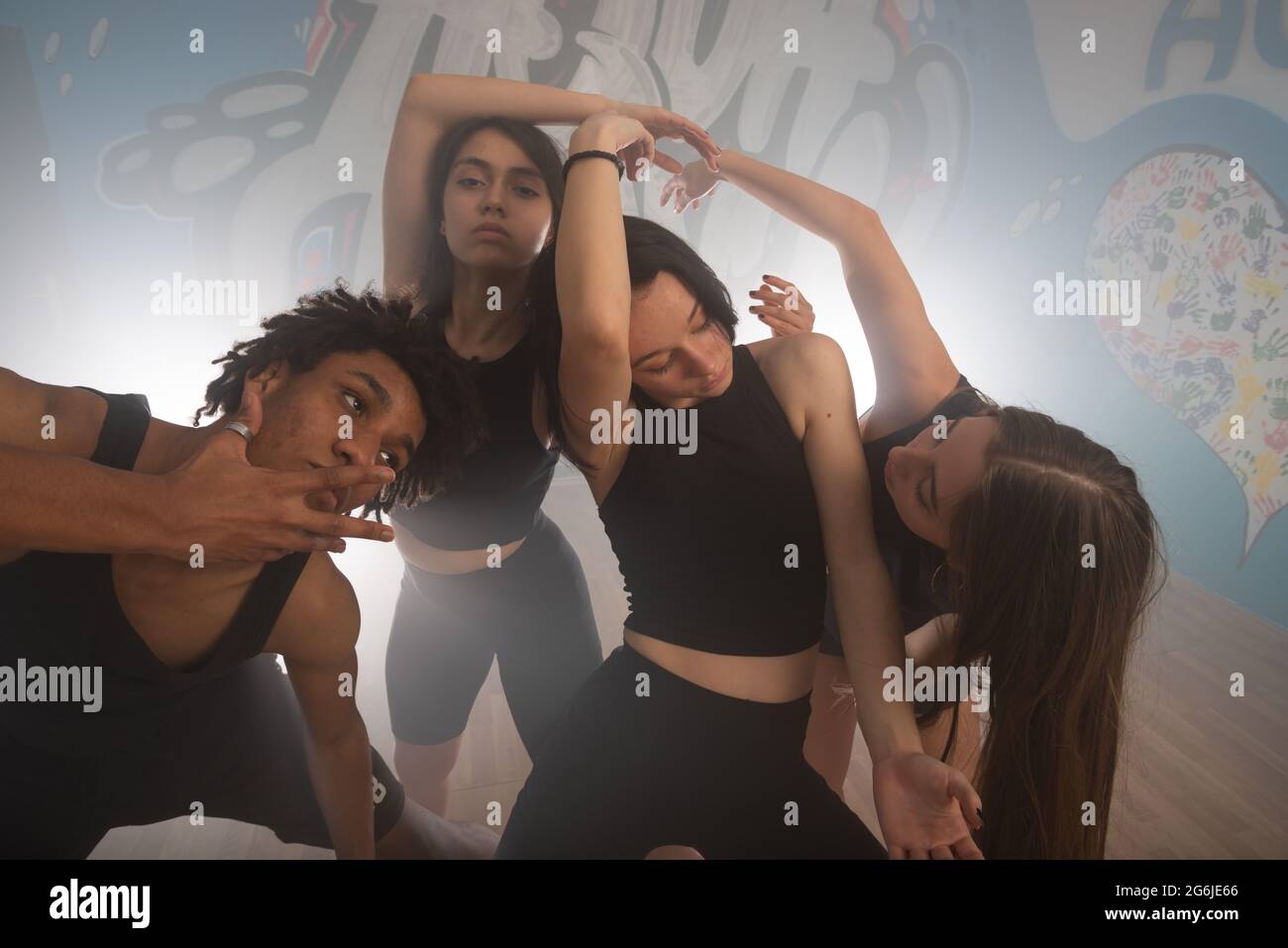 Young group of multiracial friends dancing enjoying and dancing ...