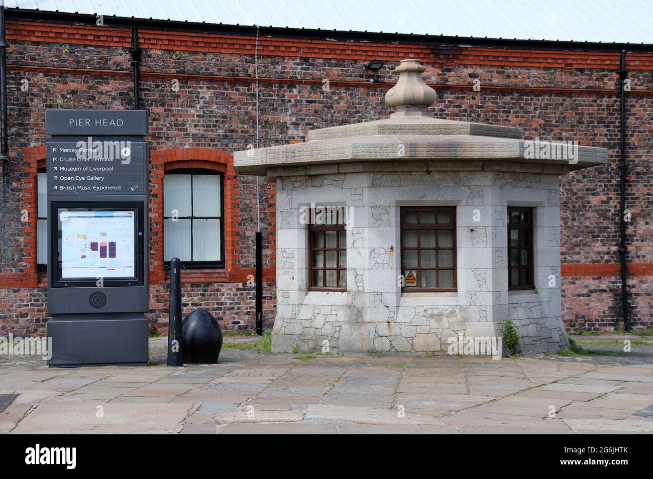 Original gate hut and Pier Head information board at Royal Albert Dock ...
