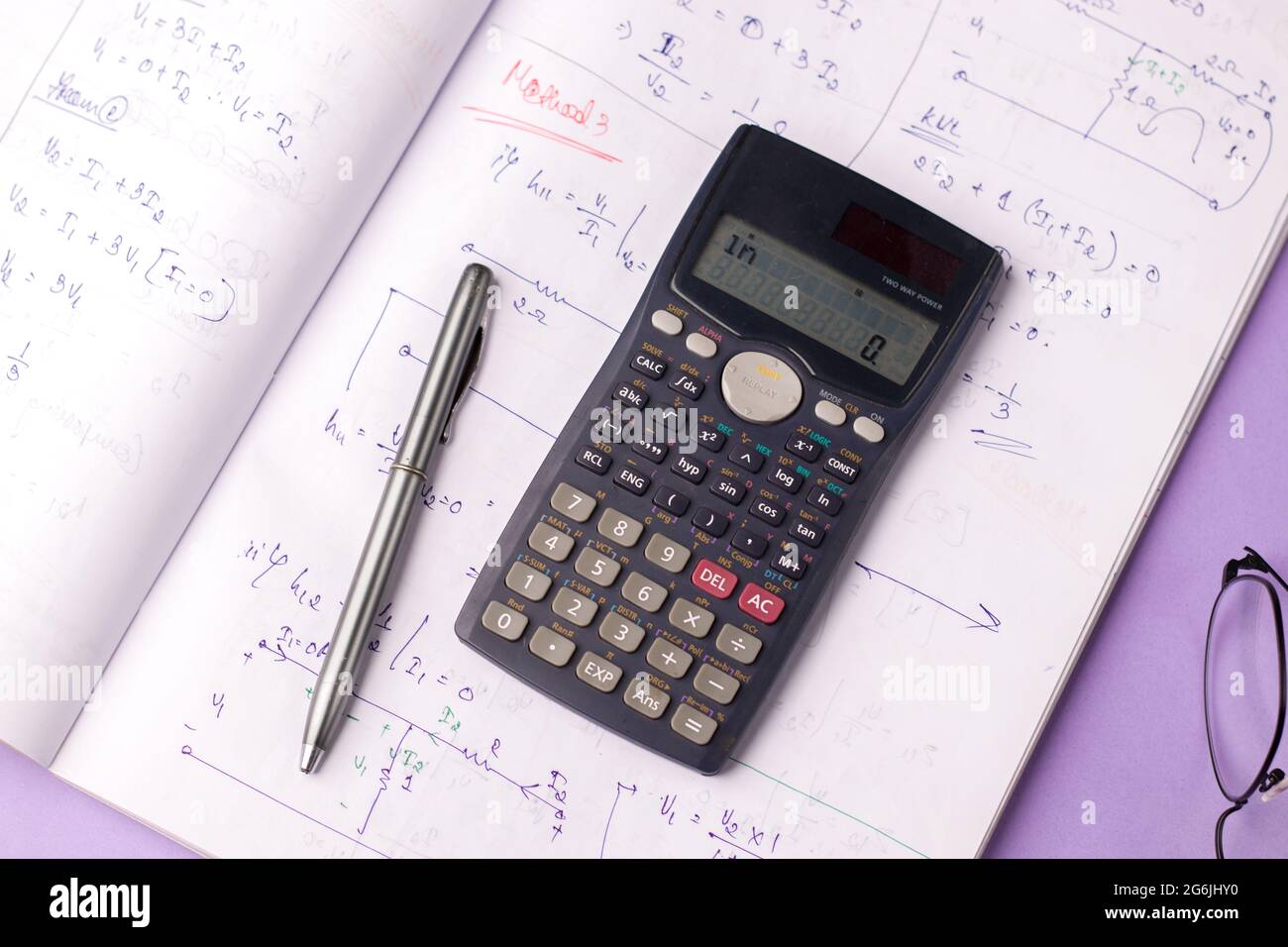 Scientific Calculator on a white background stock image Stock Photo - Alamy