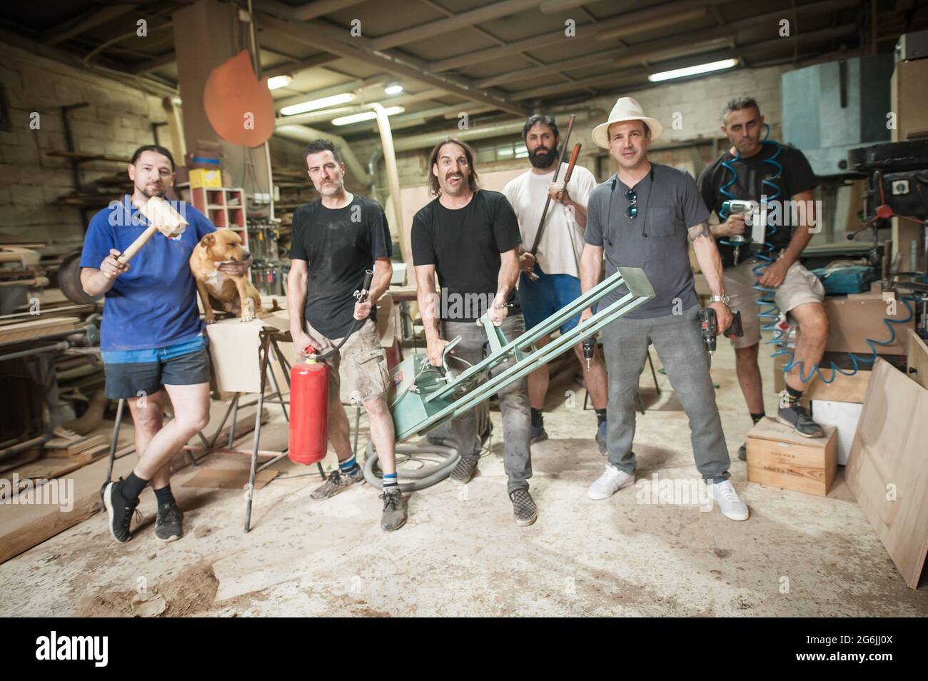 Funny Workers. Carpenter, craftsman, woodworker and metal worker group ...