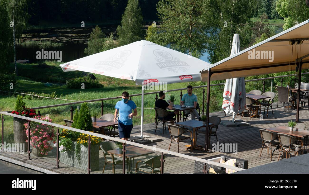 Sigulda region, Latvia - 4 July 2021. A visit to the terrace of the Spa ...