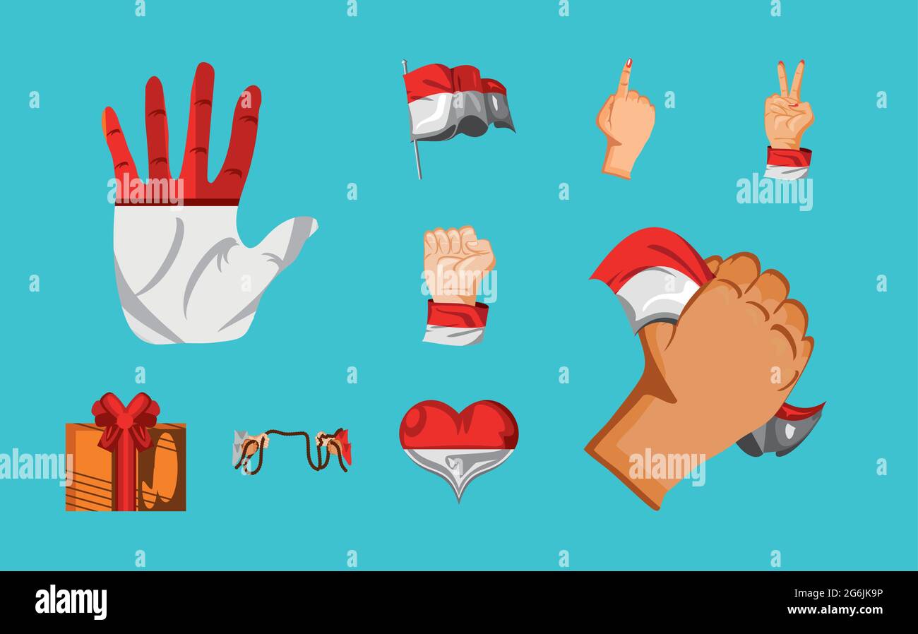 indonesia hands with flag Stock Vector Image & Art - Alamy