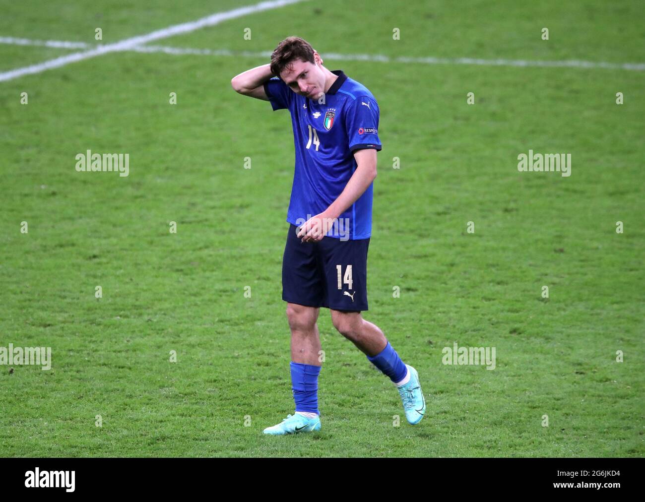 Italy's Federico Chiesa reacts during the UEFA Euro 2020 semi final ...