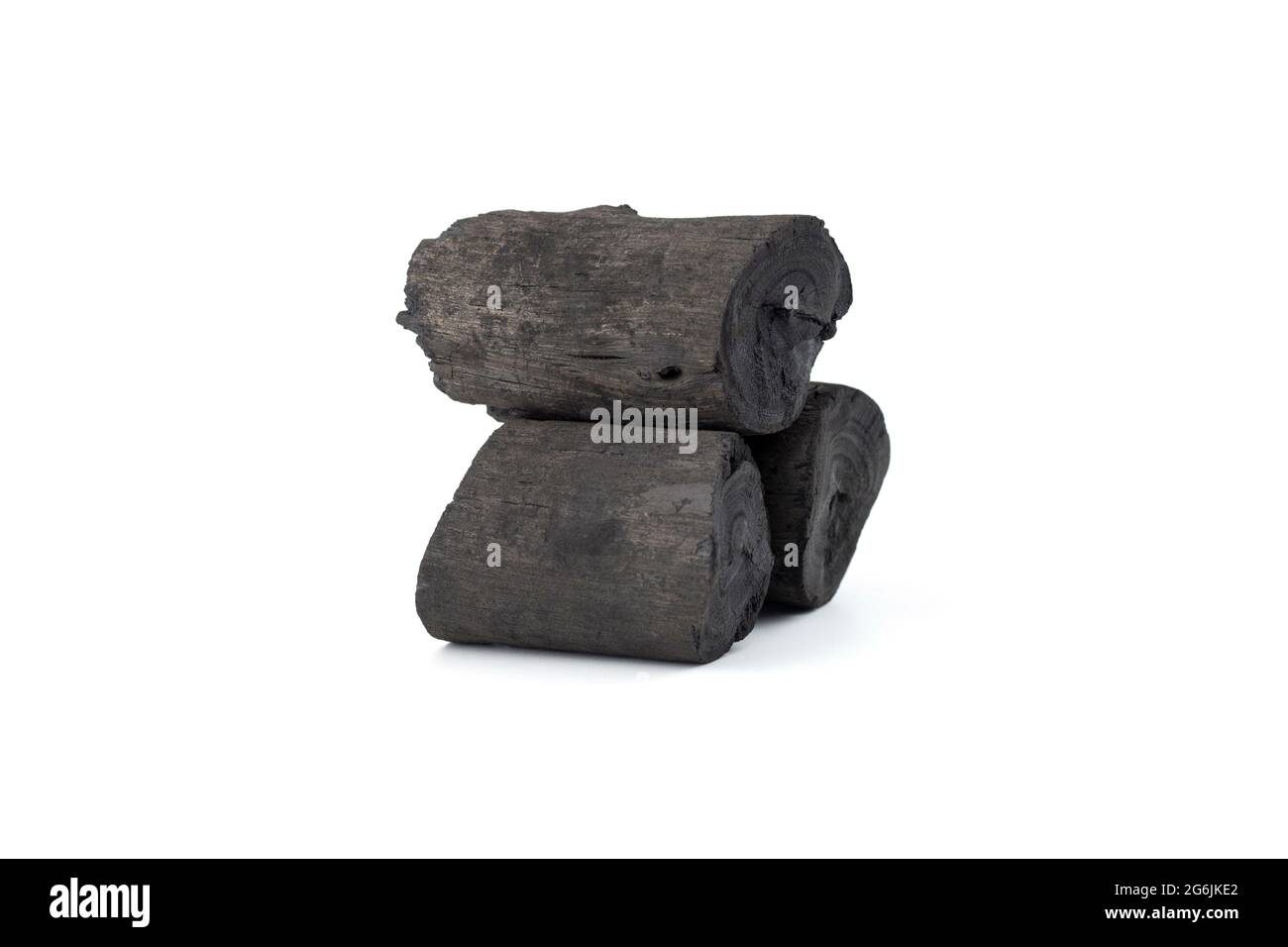 Natural wood charcoal isolated on white background. Pile of coal ...
