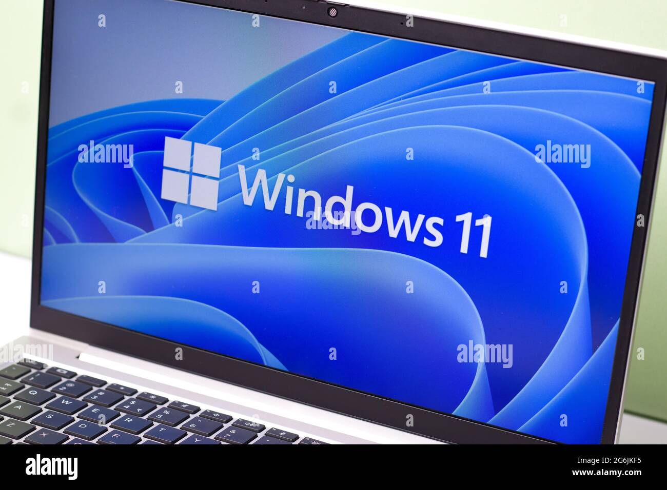 Windows 11 logo on laptop screen stock image Stock Photo - Alamy