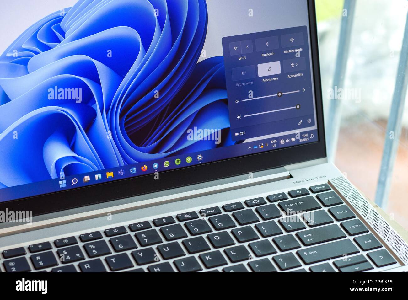 Windows 11 logo on laptop screen stock image Stock Photo - Alamy