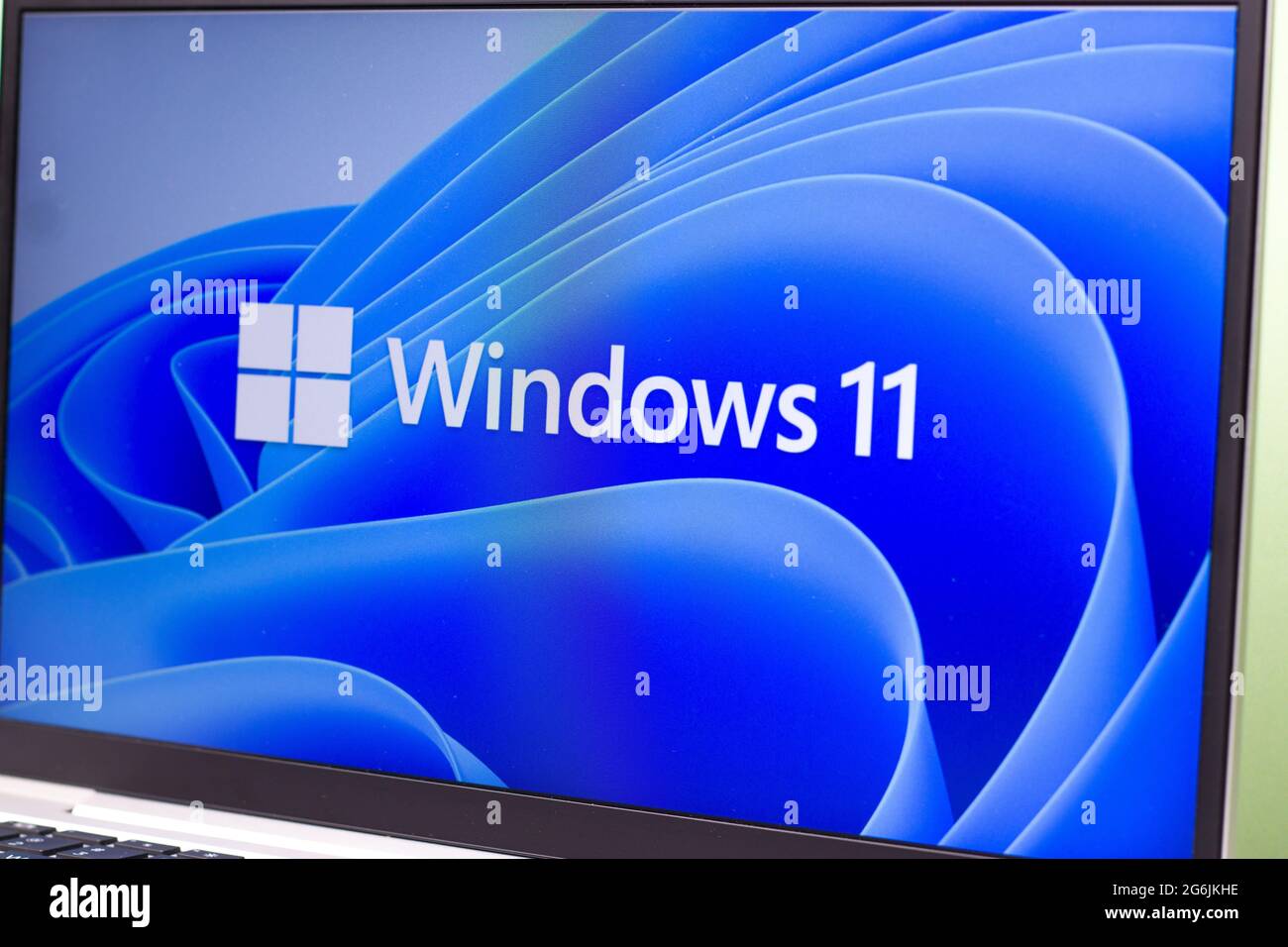 Windows 11 logo on laptop screen stock image Stock Photo - Alamy