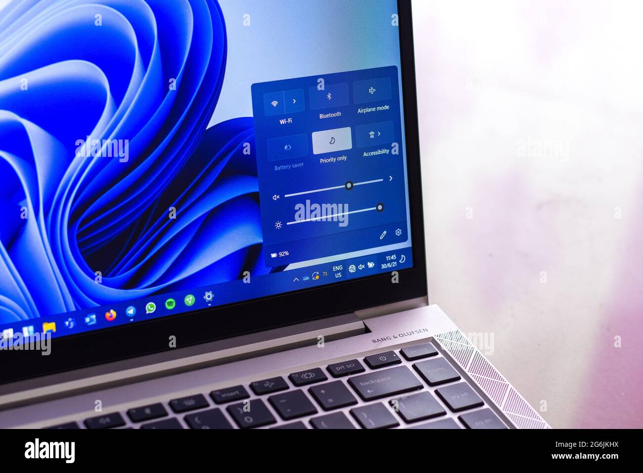 Windows 11 logo on laptop screen stock image Stock Photo - Alamy