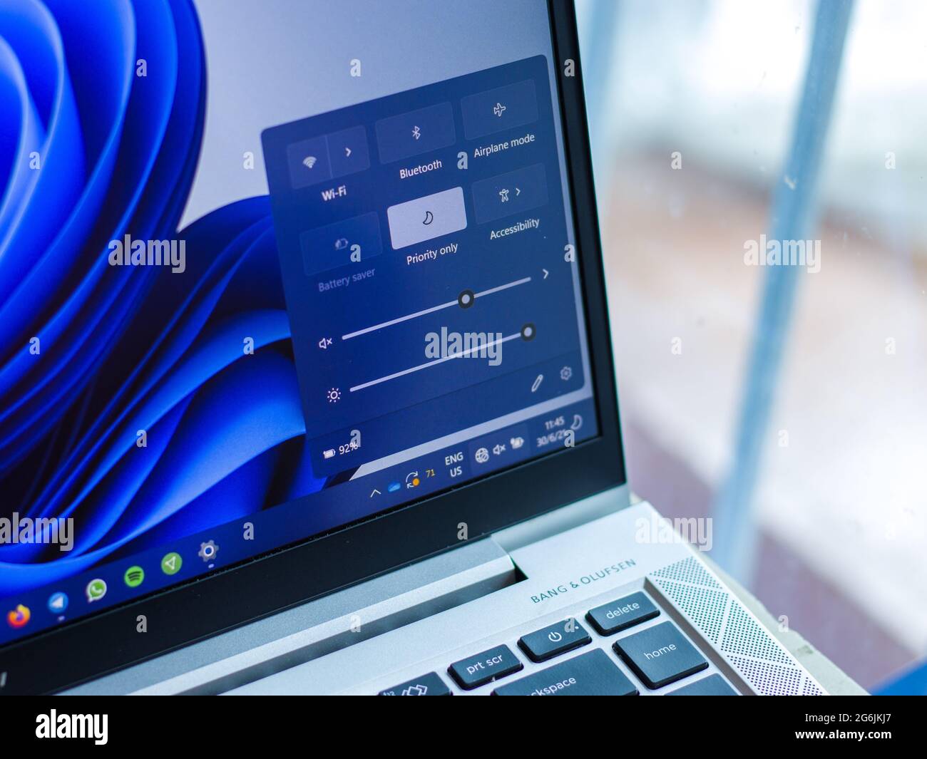 Windows 11 logo on laptop screen stock image Stock Photo - Alamy