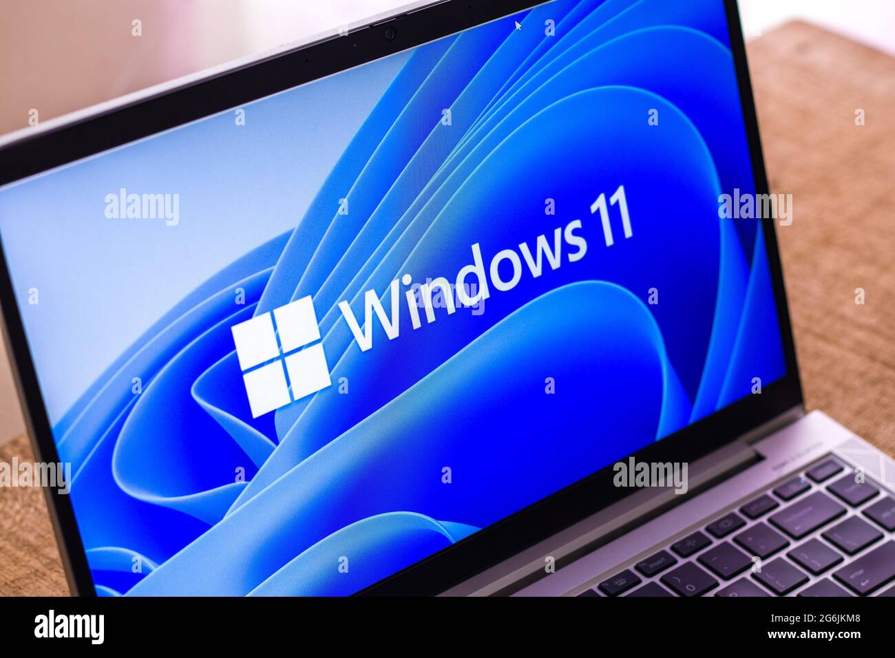 Windows 11 logo on laptop screen stock image Stock Photo - Alamy