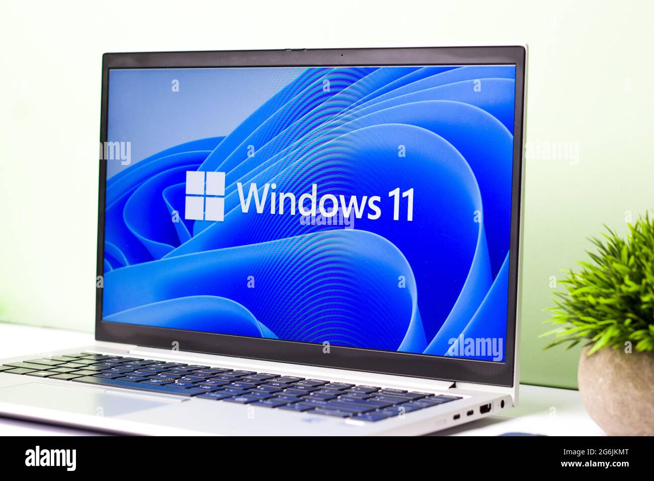 Windows 11 logo on laptop screen stock image Stock Photo - Alamy