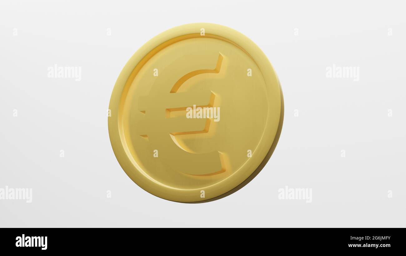 Euro currency gold coin , 3D rendering Stock Photo - Alamy