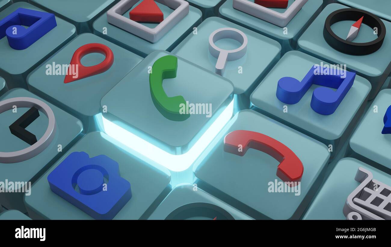 phone icon on square shape , 3d rendering Stock Photo - Alamy