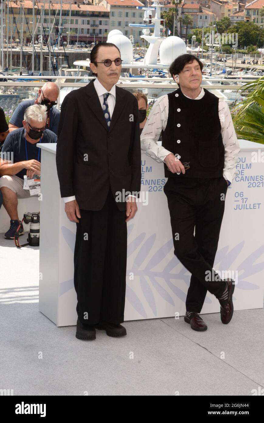 July 6, 2021, CANNES, France: CANNES, FRANCE - JULY 06: Ron Mael and ...