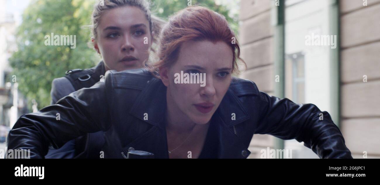 BLACK WIDOW, from left: Florence Pugh, Scarlett Johansson, as Natasha ...